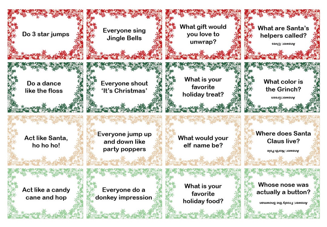 Pass the Parcel Forfeits, Christmas Game for Group, Holiday Party, Christmas Eve Game Night ...