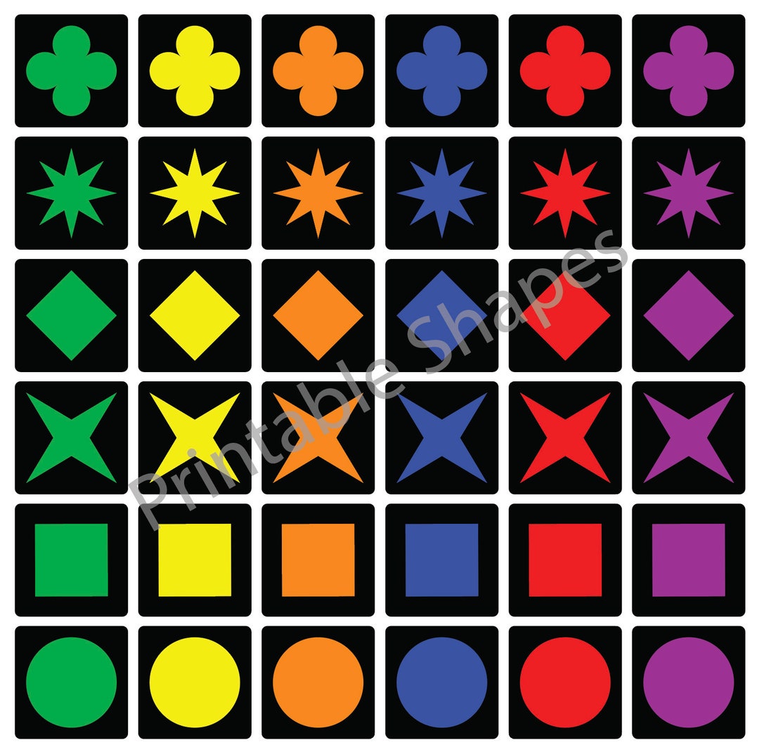 Printable Quirkle Shape Game DIGITAL ART for Game Room, Playroom, Game ...