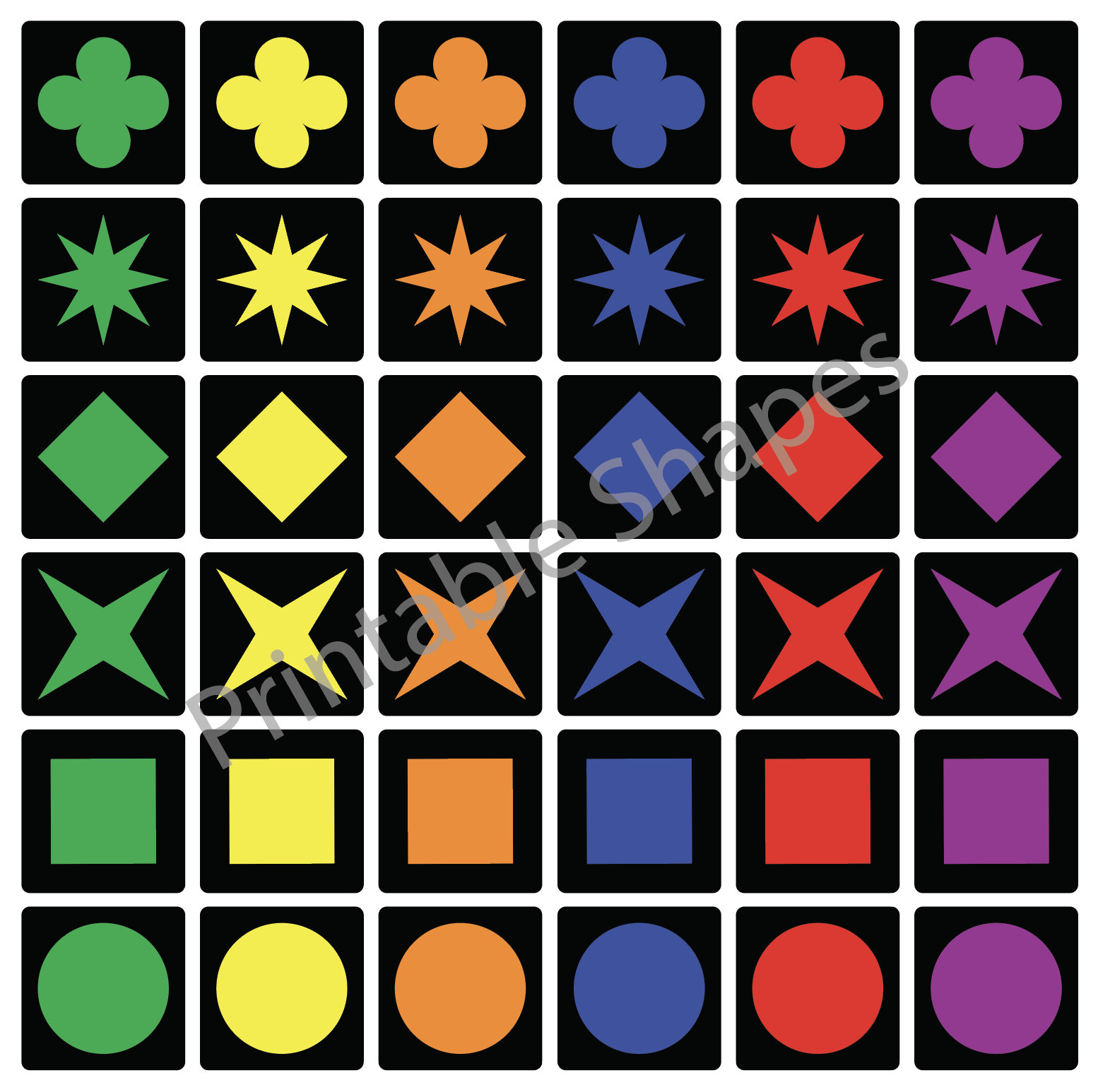 Printable Quirkle Shape Game DIGITAL ART for Game Room, Playroom, Game ...