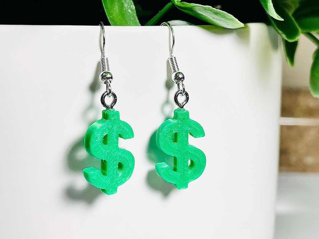 Money Sign Earrings | Dollar Sign Jewelry | Green Cash Earrings | Hip ...