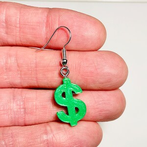 Dollar Sign Earrings - Money Symbol Jewelry - Green Cash Sign Charm - Etsy