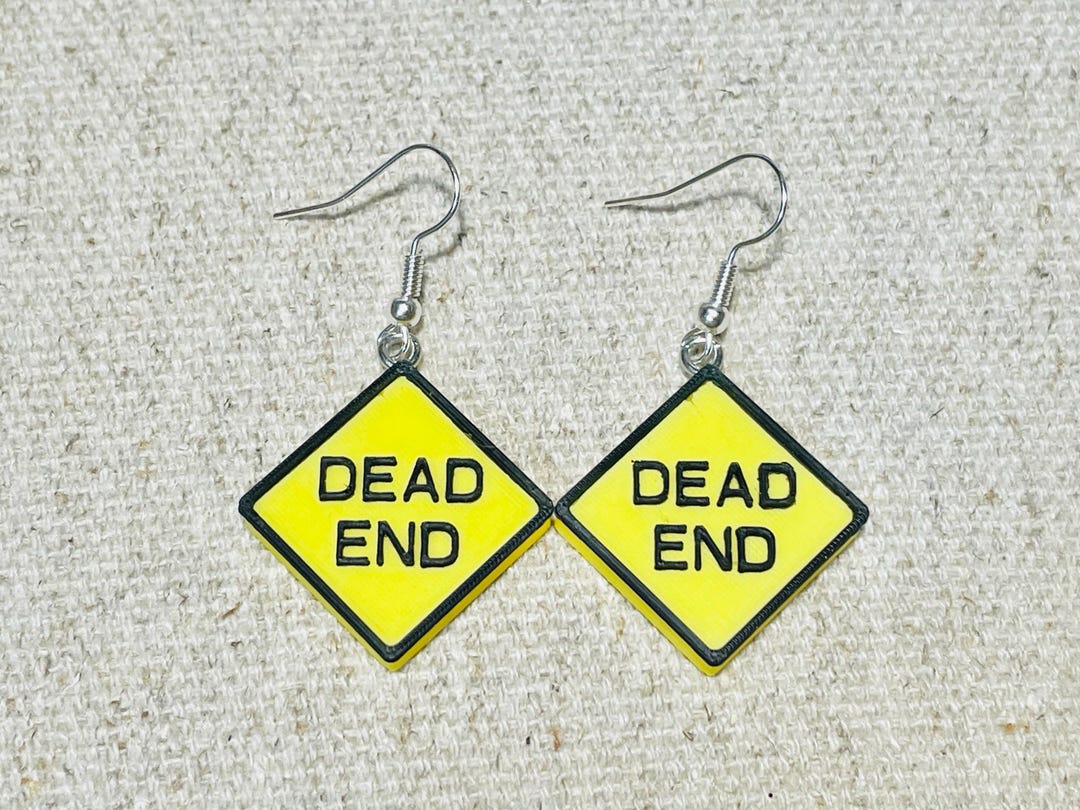 Yellow Dead End Traffic Sign Earrings | No Outlet Earrings | Warning ...