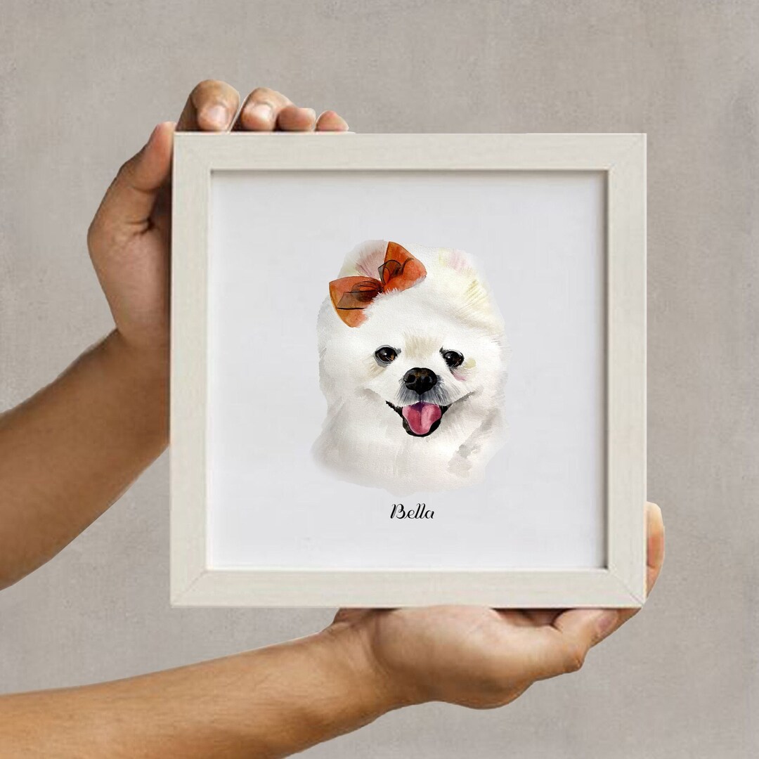Mini Dog Portrait White Pet Portraits Custom Mini Pet Painting - Etsy