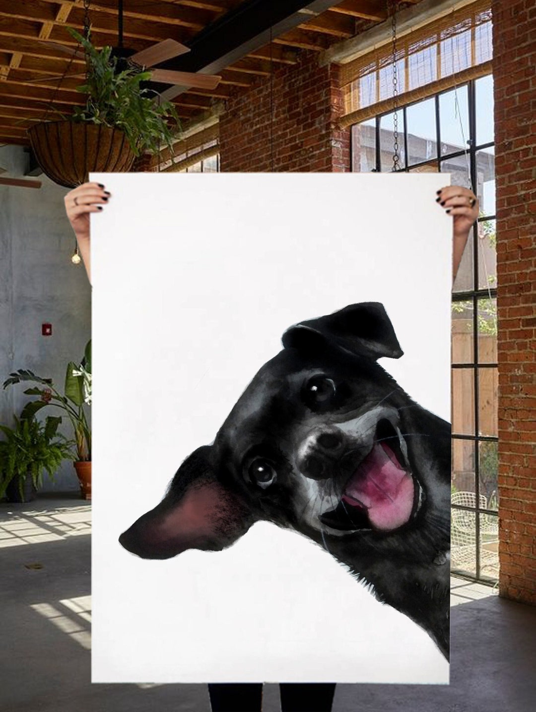 Peekaboo Pet Portrait Watercolor Peekaboo Dog Portrait Pet Loss Gift ...