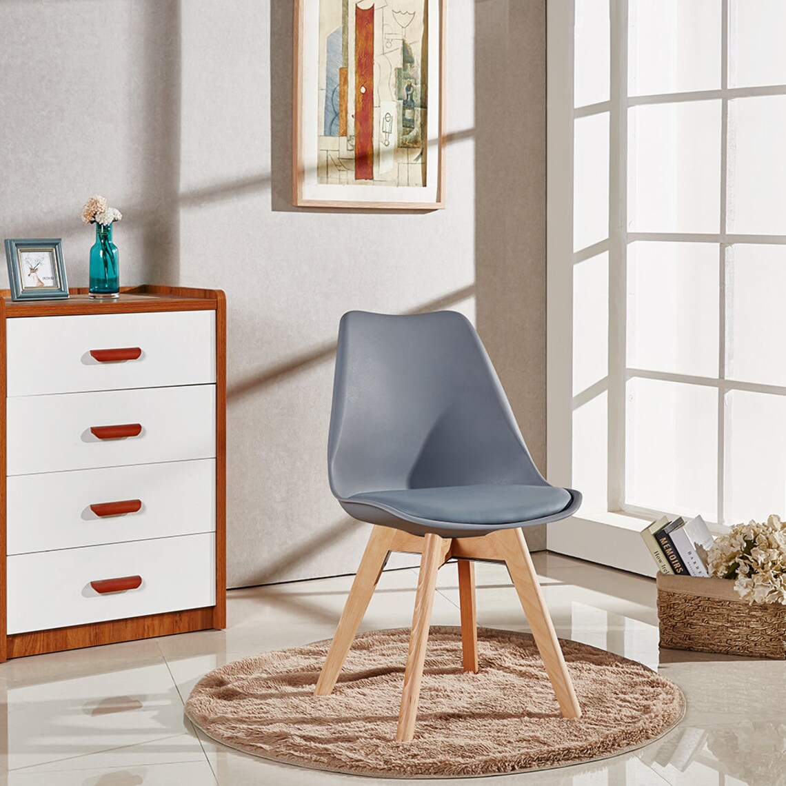 Modern tulip Pyramid style plastic dining chair with padded | Etsy