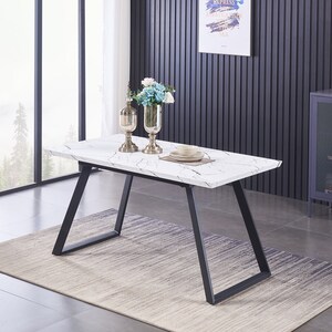 Extendable Dining Table MDF Wood / Marble Effect Table Top | Etsy