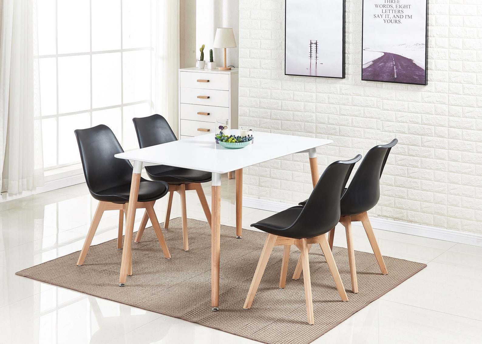 Nordic Style Modern Dining Sets White 4-6 Seater Rectangle - Etsy