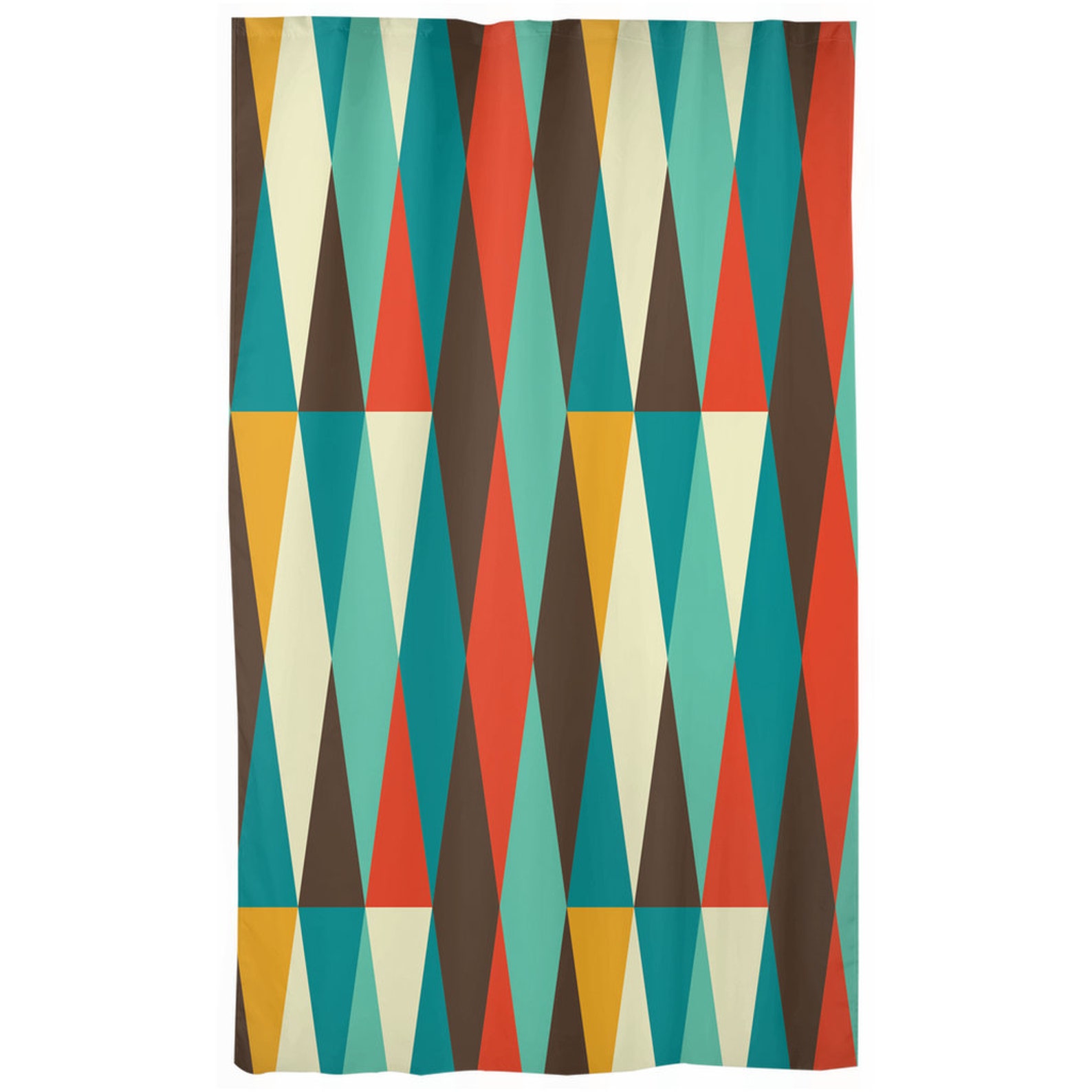 Mid Century Modern Geometric Stripes Retro Window Curtains in Red, Teal ...