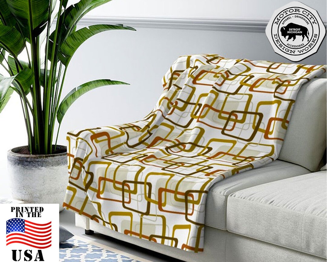RETRO EAMES GEOMETRIC Velveteen Lightweight Throw Blanket | Mid Century ...