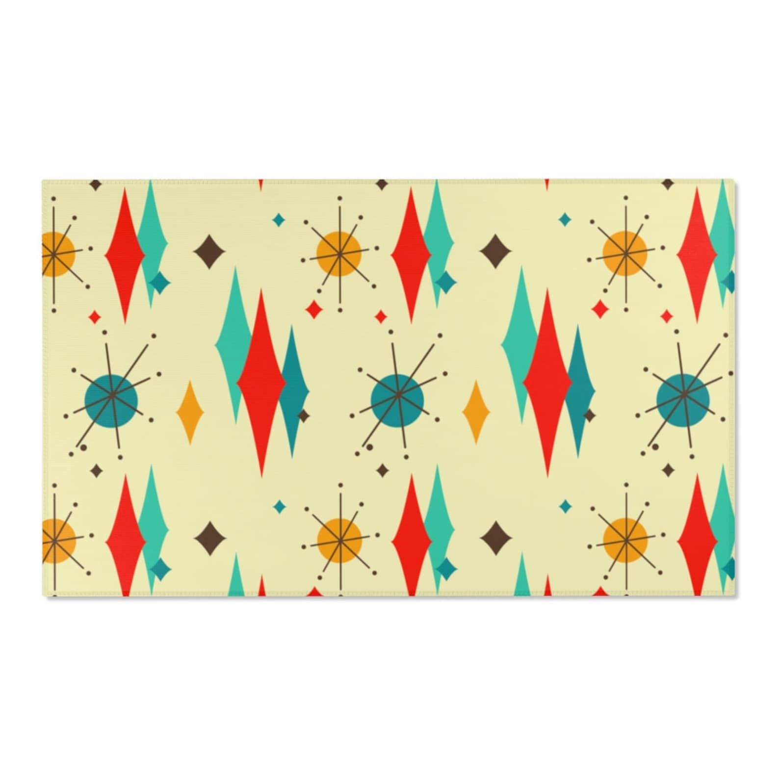 Atomic Starburst Diamond Mid Century Modern Retro Area Rug for Living ...