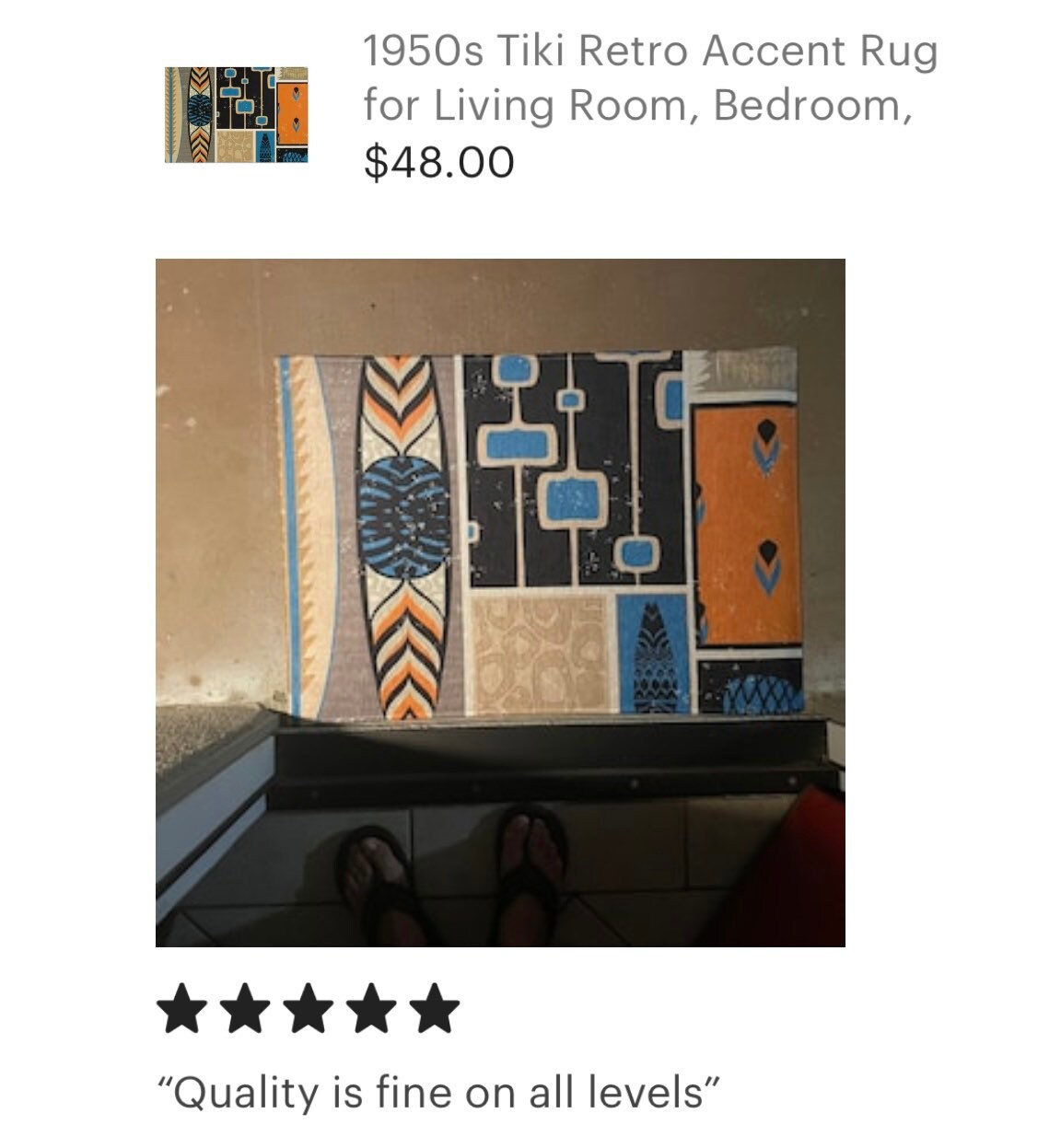1950s Tiki Retro Accent Rug for Living Room Bedroom Kitchen - Etsy