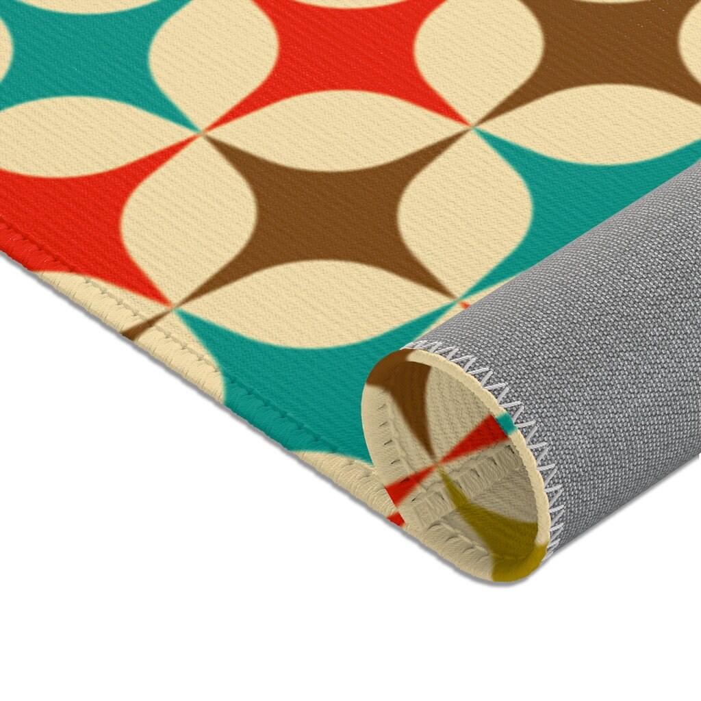 Atomic Retro Area Rug for Living Room Bedroom Kitchen. Teal | Etsy