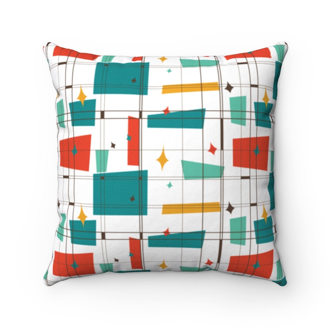 Retro 1950s Blocks & Wedges Mid Century Modern Abstract Square Throw ...