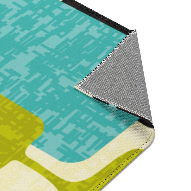 Lime & Teal Abstract Atomic Age Retro Area Rug for Living - Etsy