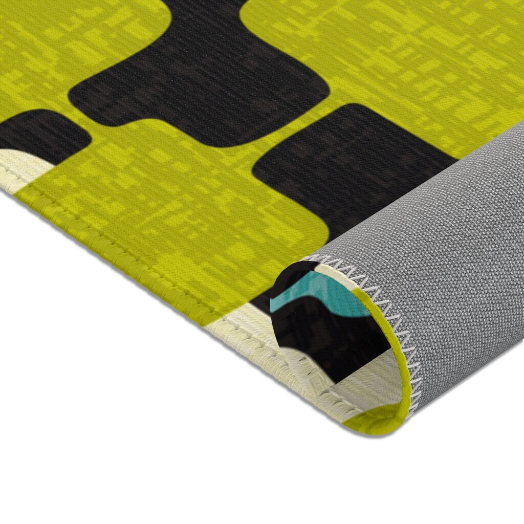 Lime & Teal Abstract Atomic Age Retro Area Rug for Living - Etsy