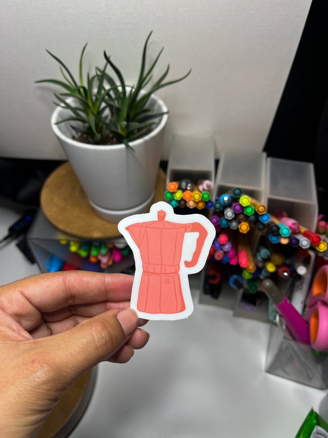 Greca Sticker Coffee Cafe moka Pot Pink Kindle Stickers - Etsy