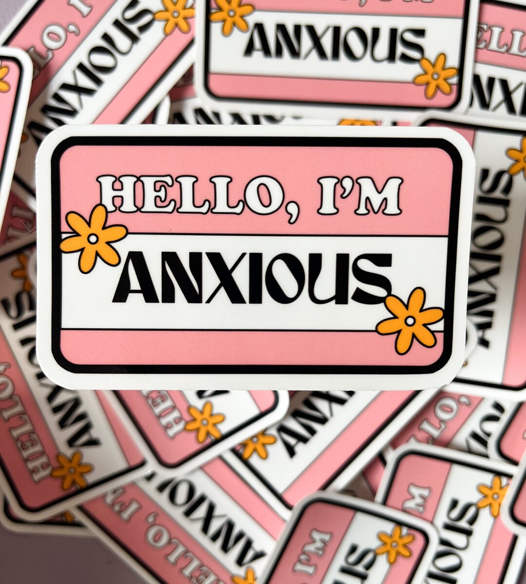 Hello Im Anxious Sticker Anxiety Mental Health Anxious Pink Kindle ...