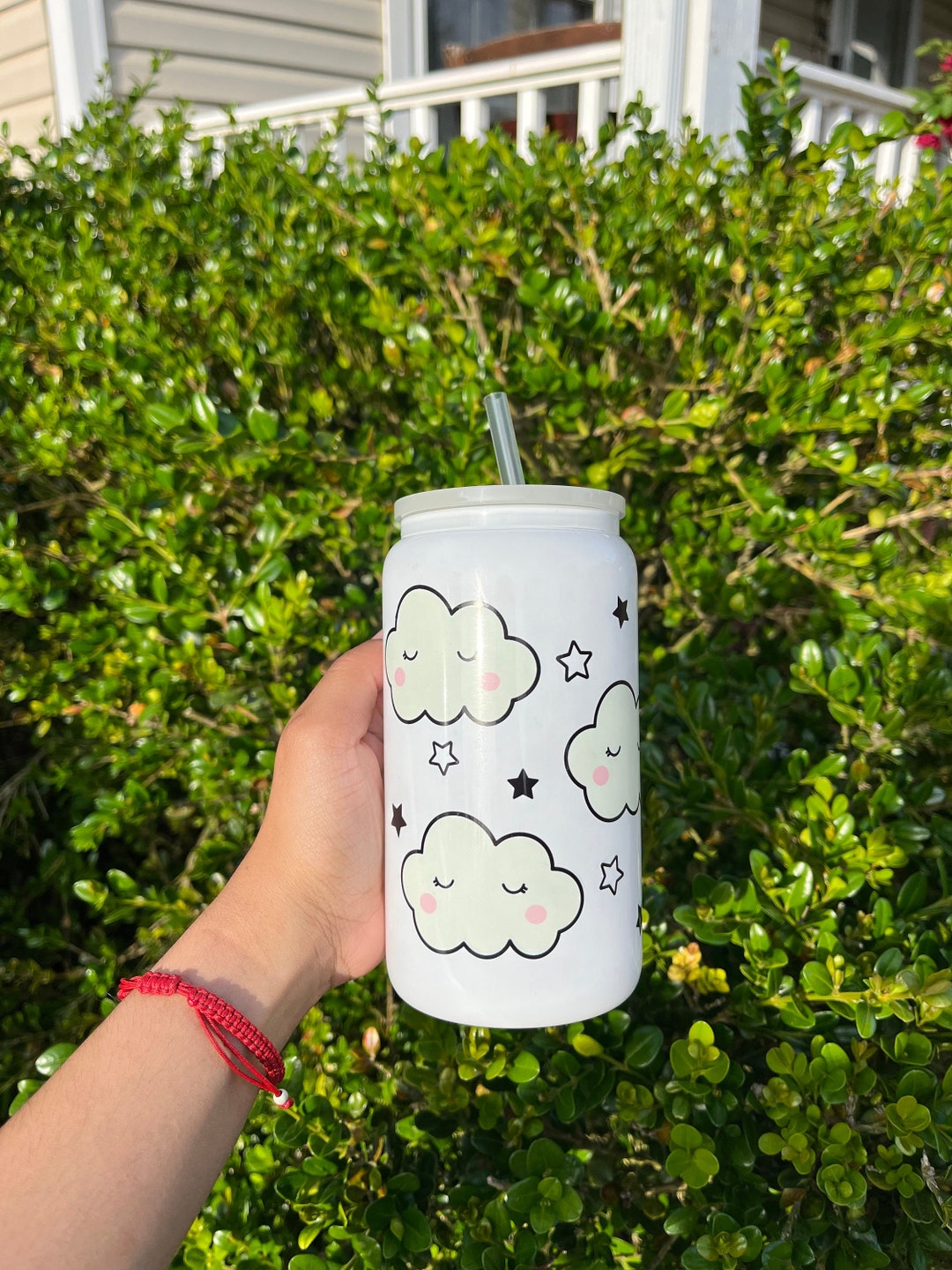 Cute Cloud Cup - Glass Cup - Cute Cup - 16 Oz - Etsy