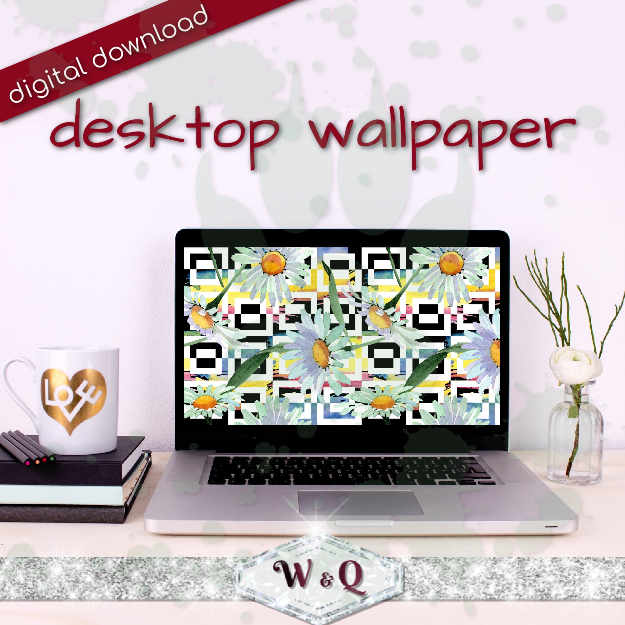 Digital Desktop Wallpaper- Daisy Themed - Etsy