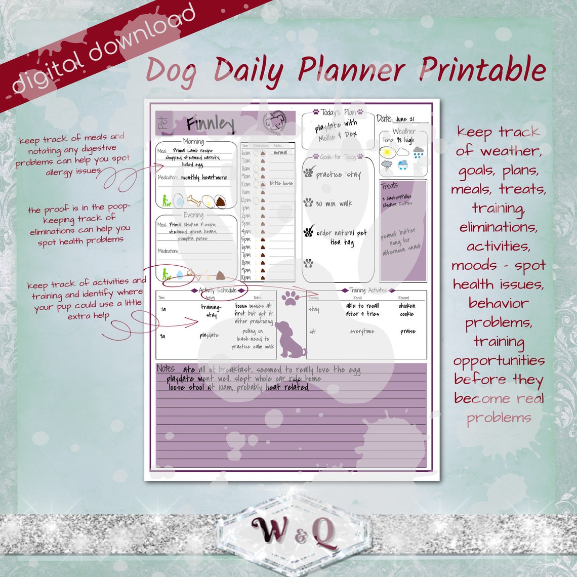 Printable Dog Care Daily Planner Pages - Etsy