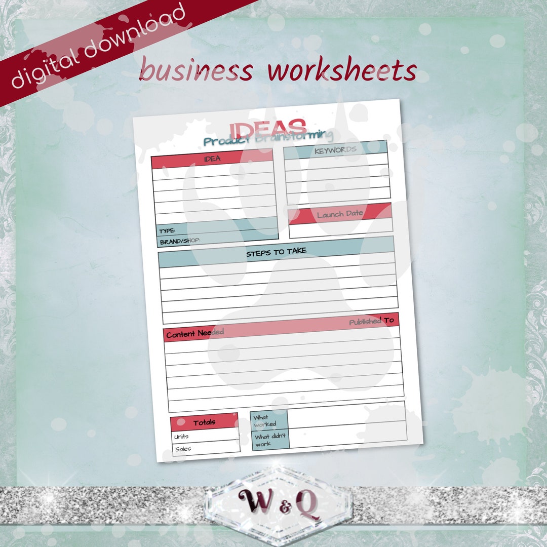 Product Brainstorming Worksheet - Etsy