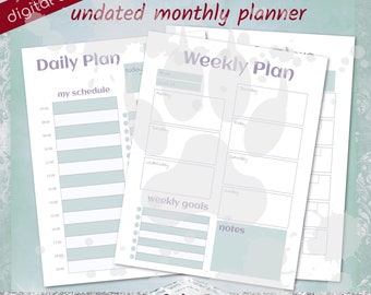 Undated Floral Monthly Planner Printable Perpetual Calendar - Etsy