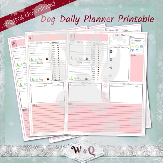 Printable Dog Care Daily Planner Pages - Etsy