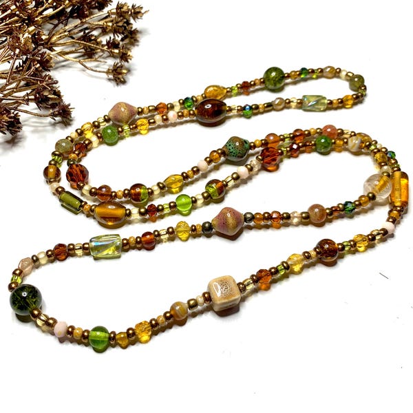 Long Beaded Necklace - Etsy