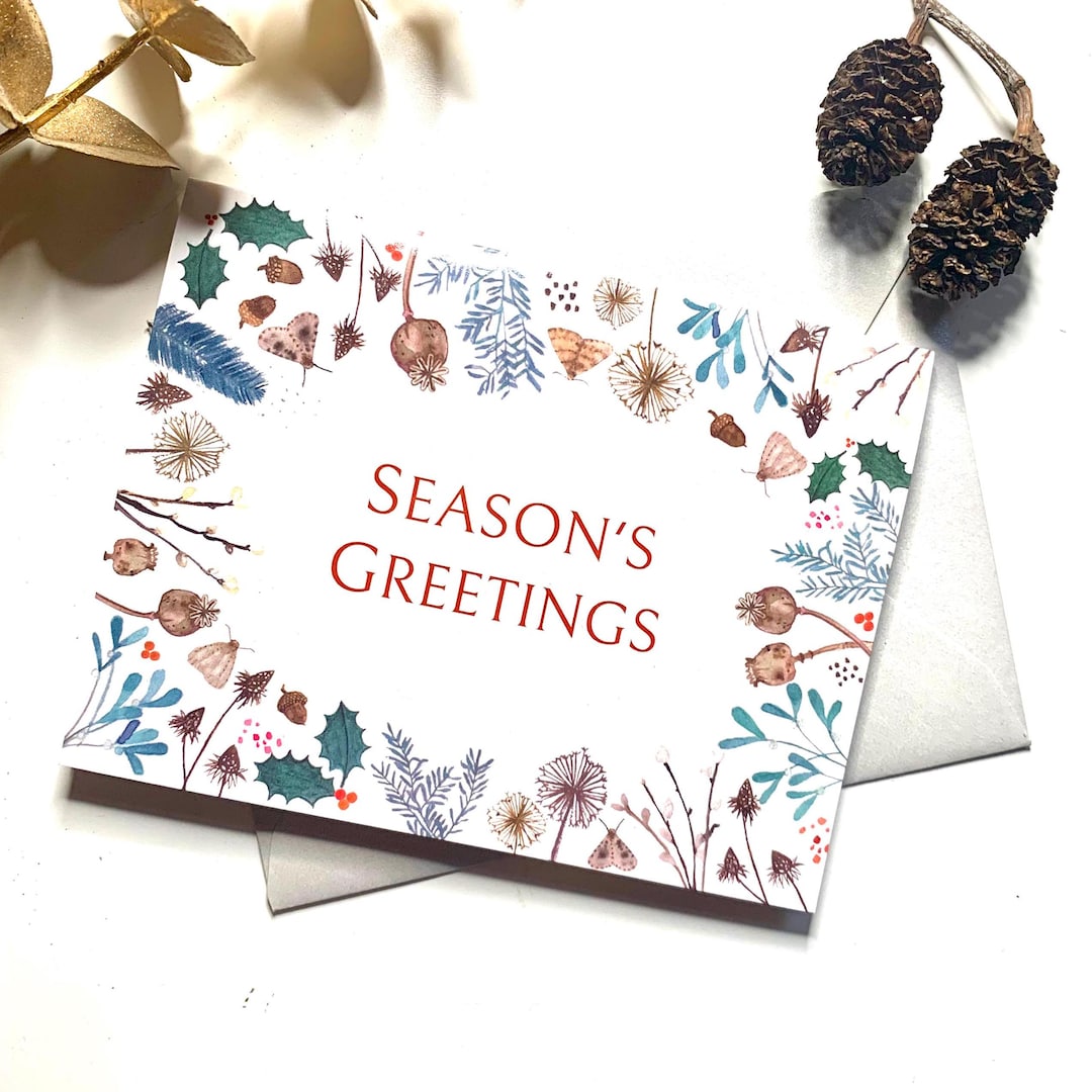 Season's Greetings Card. Greeting Cards, Multipack of Card, Watercolour ...
