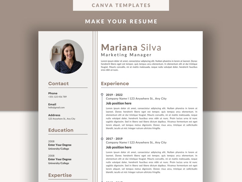 Modèle de CV avec photo, modèle de CV professionnel pour Canva, modèle ...