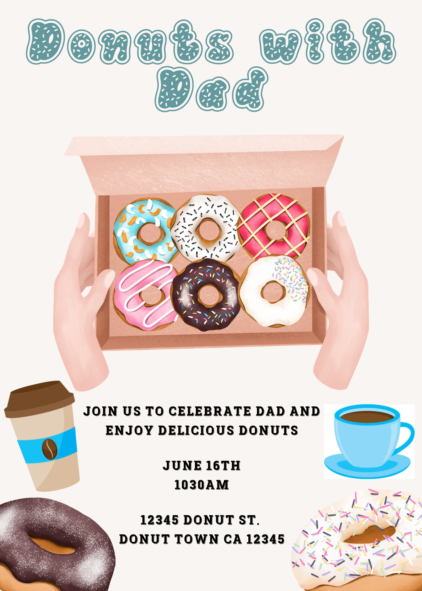 Donuts With Dad, Fathers Day Invitation, Fathers Day Party, Fathers Day ...