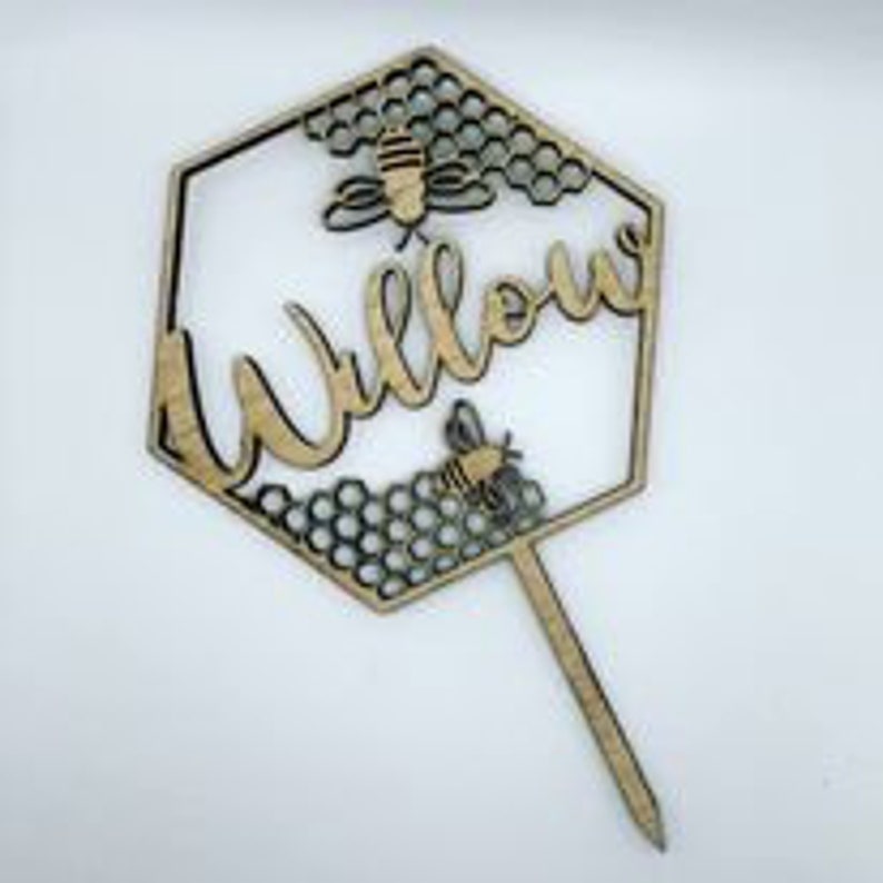 Bee Cake Topper Happy Bee-day Wood Cake Topper - Etsy