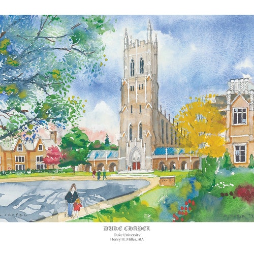 Duke University Chapel Watercolor Print - Etsy Duke University Chapel Watercolor Print - Etsy