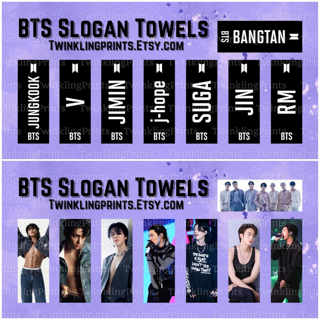 BTS Slogan Microfiber Towel (bangtan, Jungkook, V, Jimin, Jhope, Suga ...