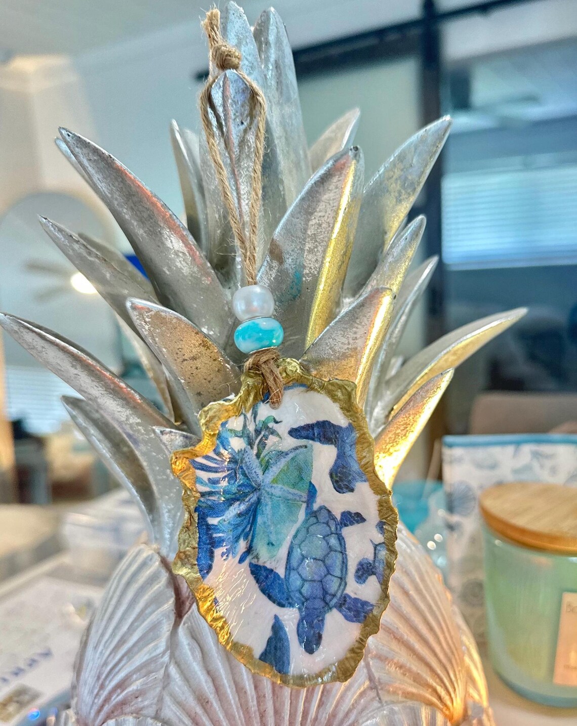Hand Made Oyster Shell Sea Turtle Ornament - Etsy