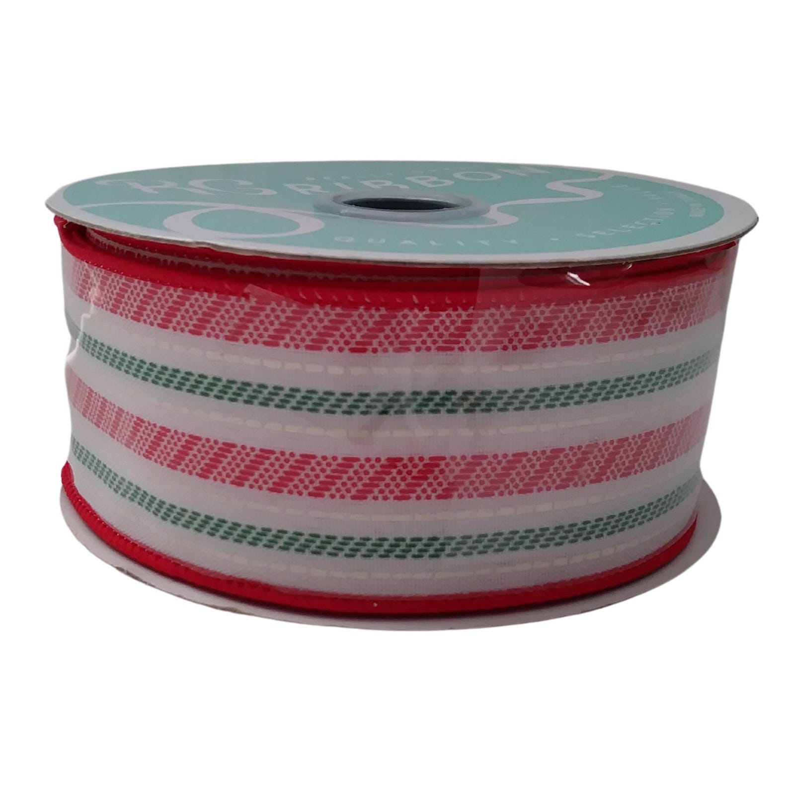 1.5x10yd Slash/ticking Stripe Ribbon, White/red/green, RGB122527, Bow ...