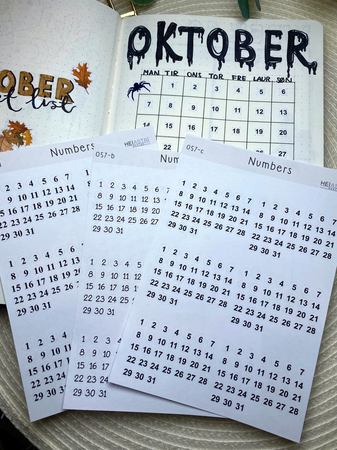 Calendar Numbers Stickers Journal Planner Dates - Etsy