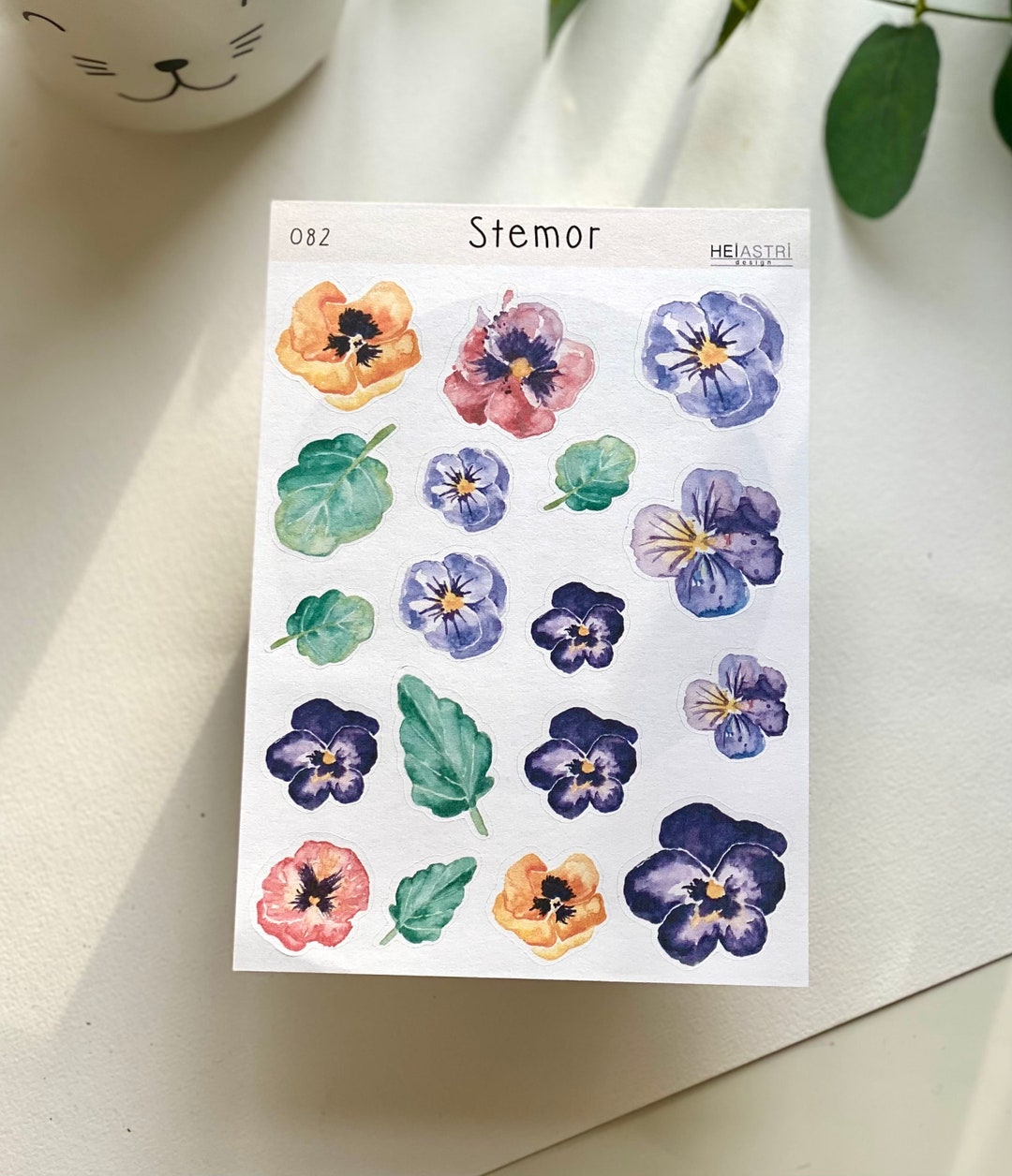 Watercolor Pansy Stickers Spring Flowers Planner Decor Scandinavian ...
