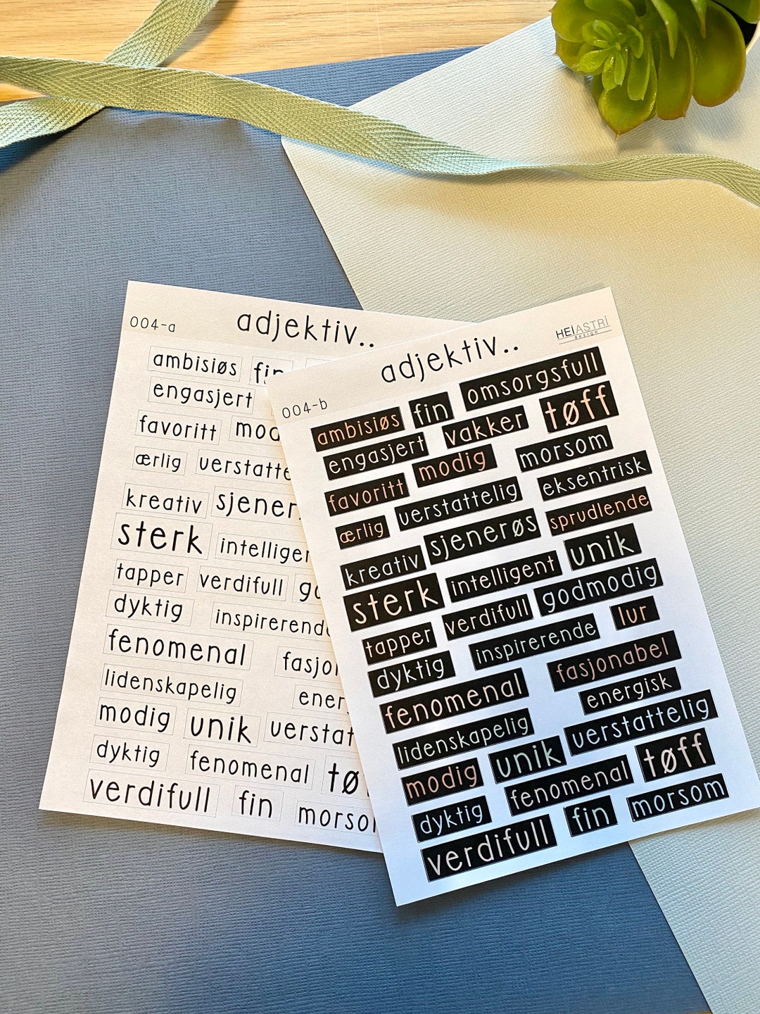 Norwegian Adjective Adjektiv Positivity Stickers - Etsy
