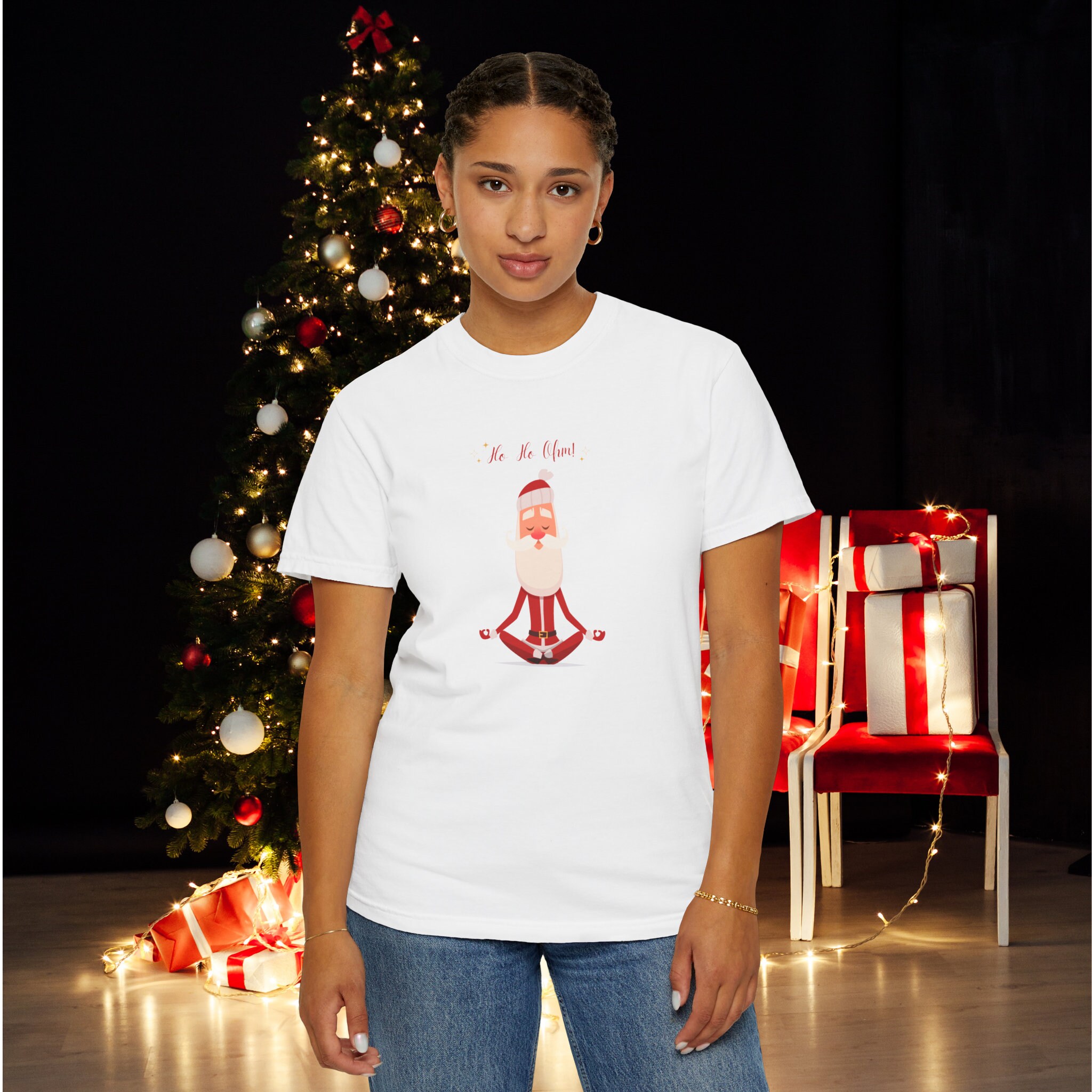 Santa Meditation Shirt/zen Claus/santa Claus Yoga Mindful Christmas T ...