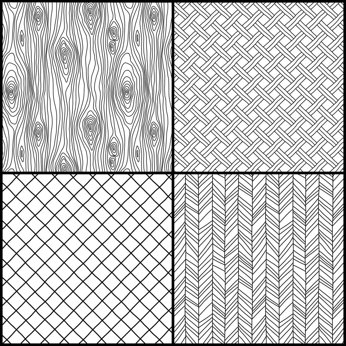 Fine Doodles 2, Black & White Hand Drawn Doodles, PNG Digital Paper ...