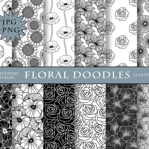 Flower Doodles Hand Drawn Doodles PNG Doodles Floral - Etsy