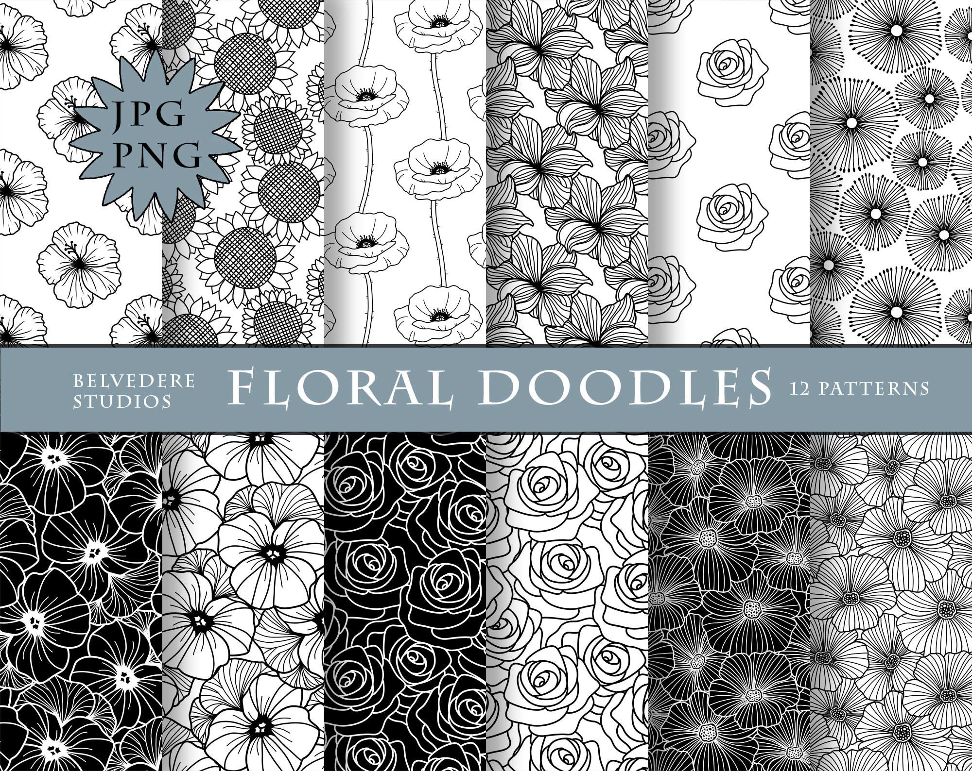 Flower Doodles, Hand Drawn Doodles, PNG Doodles, Floral Doodles Digital ...