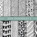 Black & White Digital Paper Doodles Bundle, Hand Drawn Seamless ...