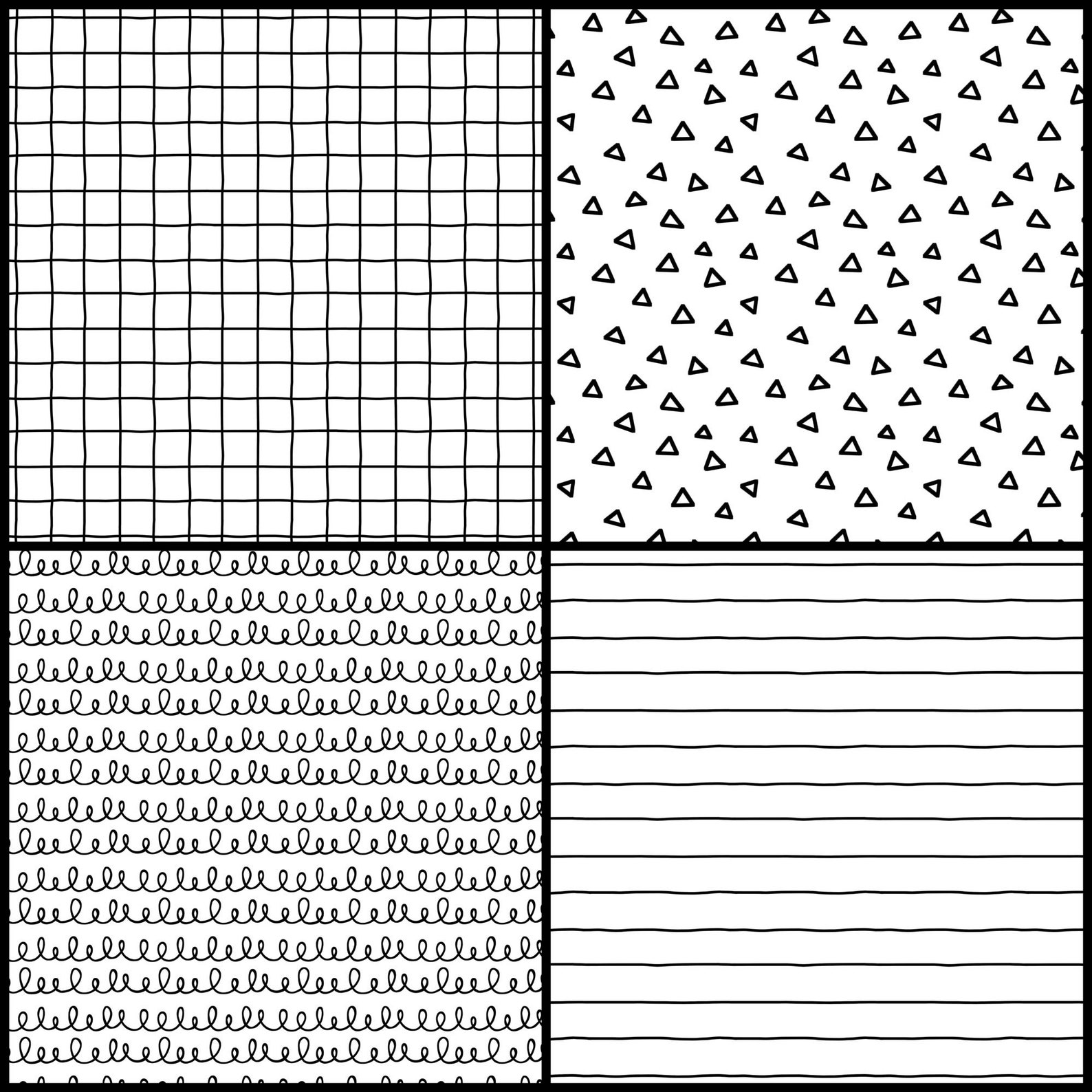 Simple Doodles, Doodles Digital Paper, Handmade Doodles, Black and ...