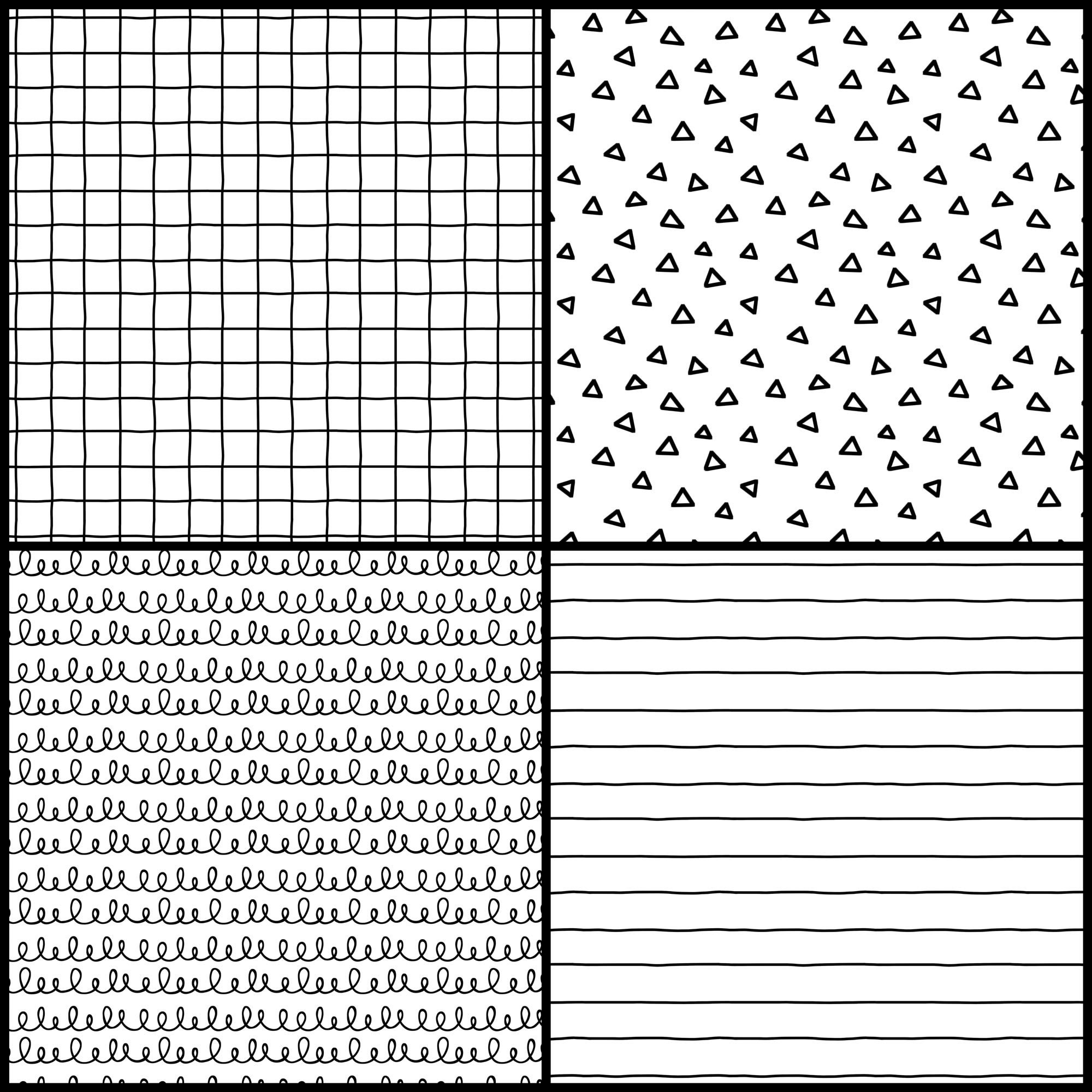 Simple Doodles, Doodles Digital Paper, Handmade Doodles, Black and ...