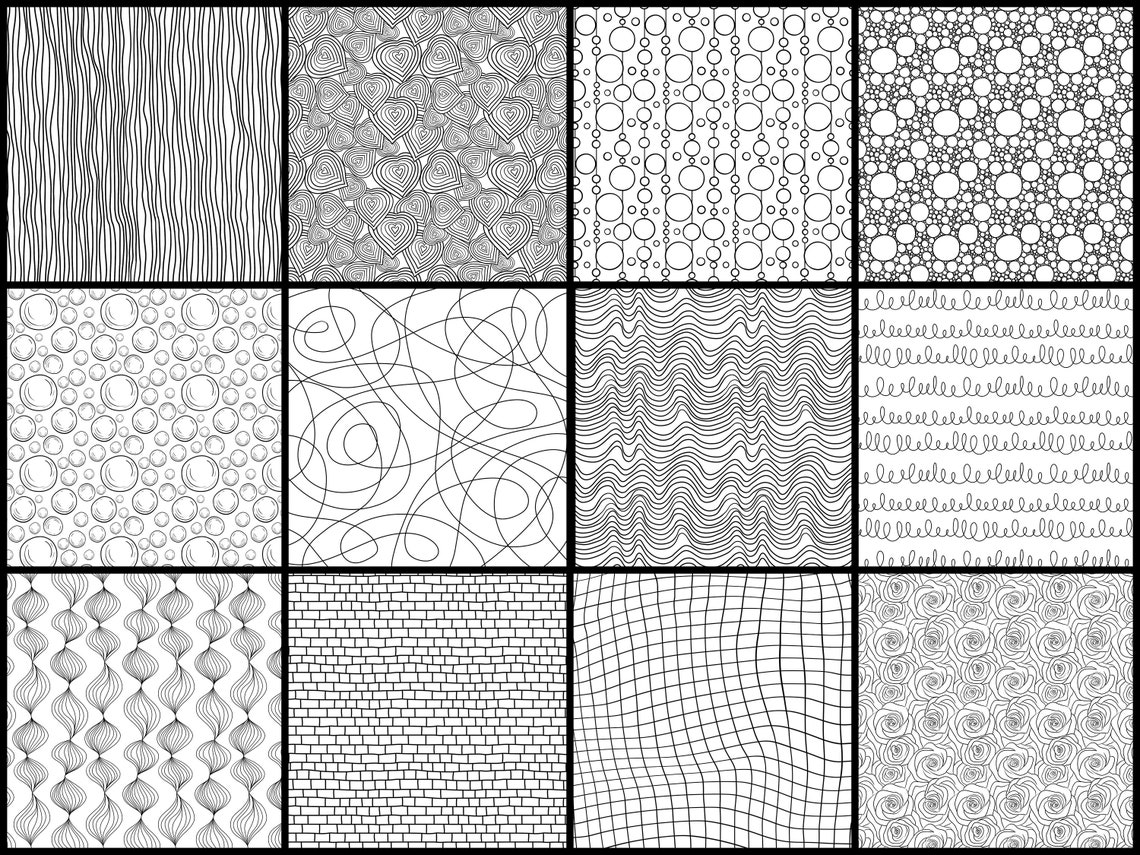 Digital Papers Black & White Digital Paper Hand Drawn - Etsy