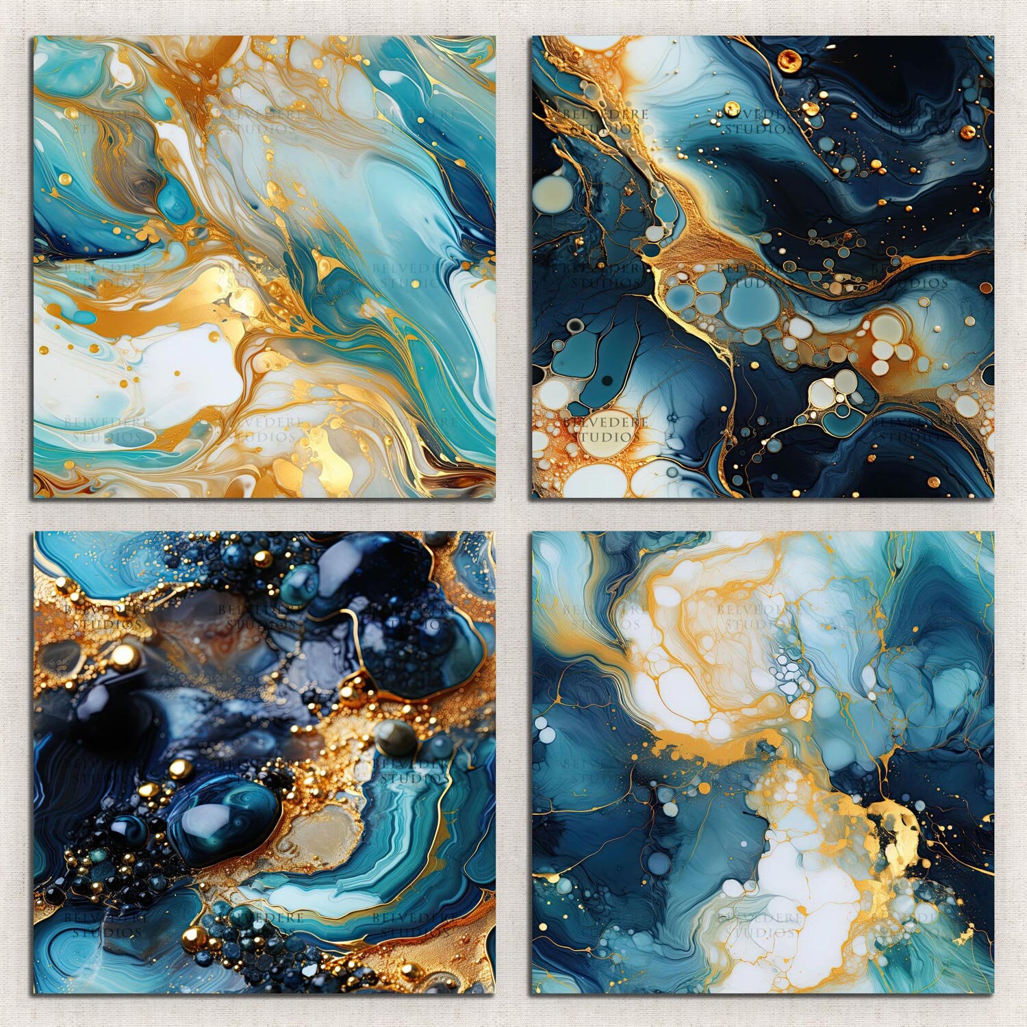 Agate Digital Paper, Turquoise and Gold Agate, Geode Designs, Teal and ...