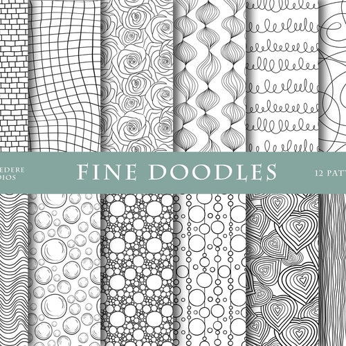 Digital Papers Black & White Digital Paper Hand Drawn - Etsy