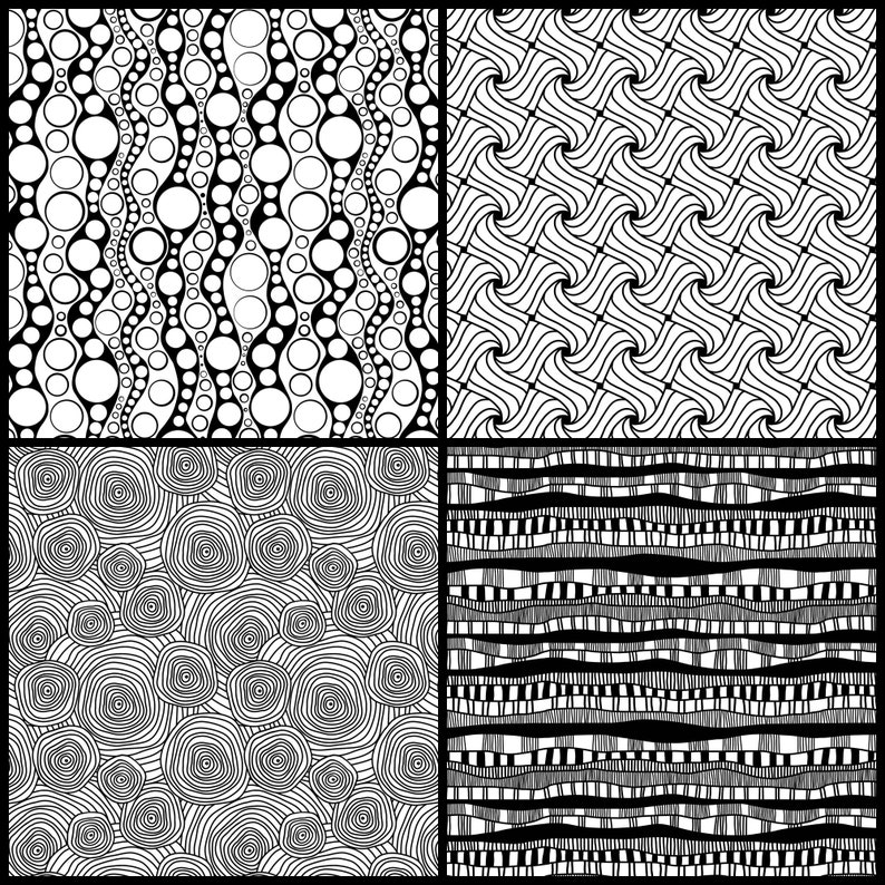 Digital Papers, Black & White Digital Paper, Hand Drawn Digital ...